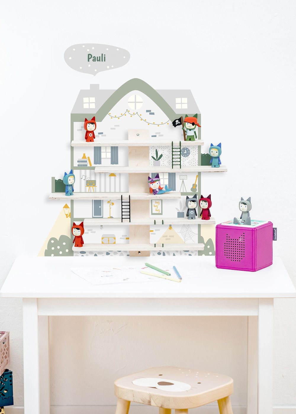 Wall tattoo house - IKEA LUSTIGT shelf eucalyptus